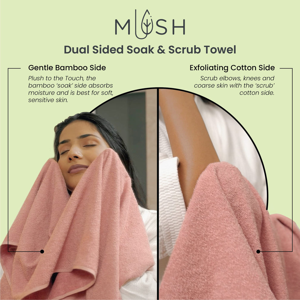 Mush Soak n Scrub Towel - Special Dual Textured Towel with Goodness of
